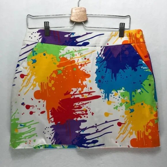 Loudmouth | Skirts | Loudmouth Skort Womens Rainbow Paint Splatter ...